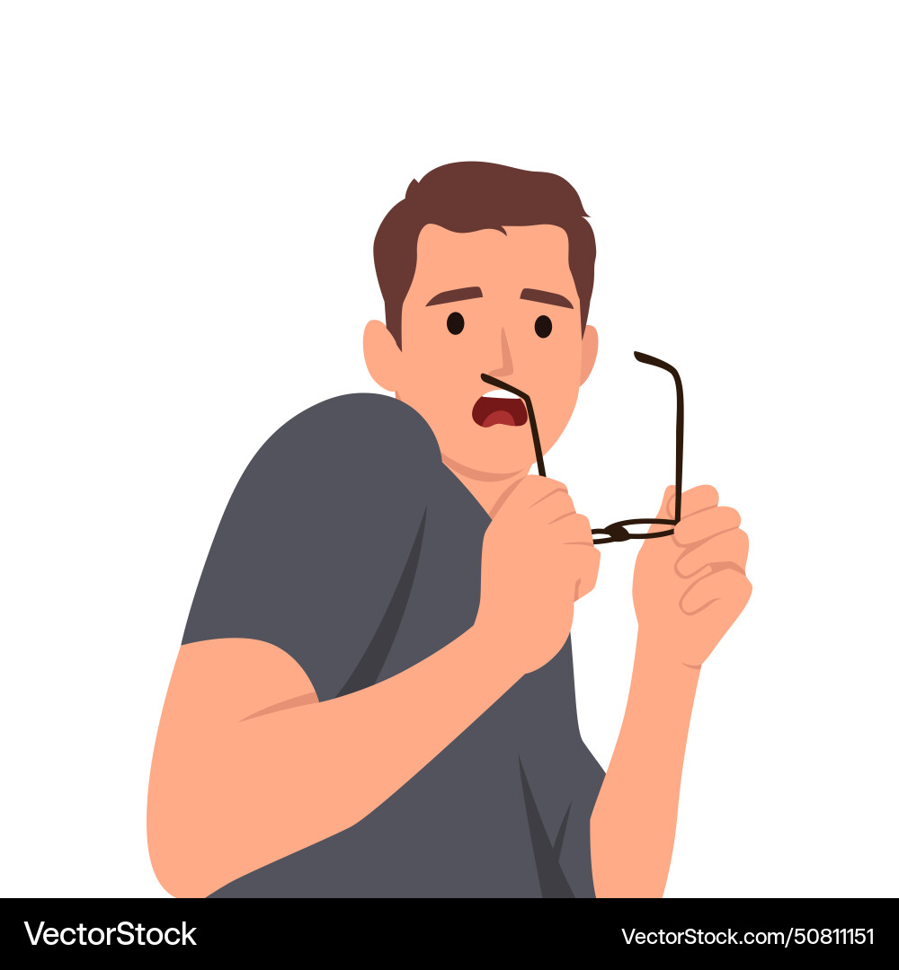 Anxious young man feel distressed worried suffer Vector Image