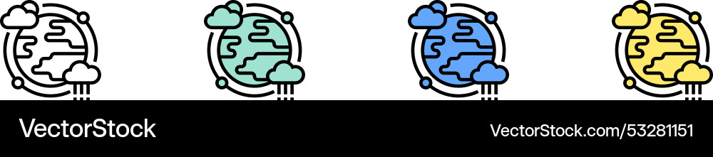 Atmosphere icon outline green blue and yellow Vector Image