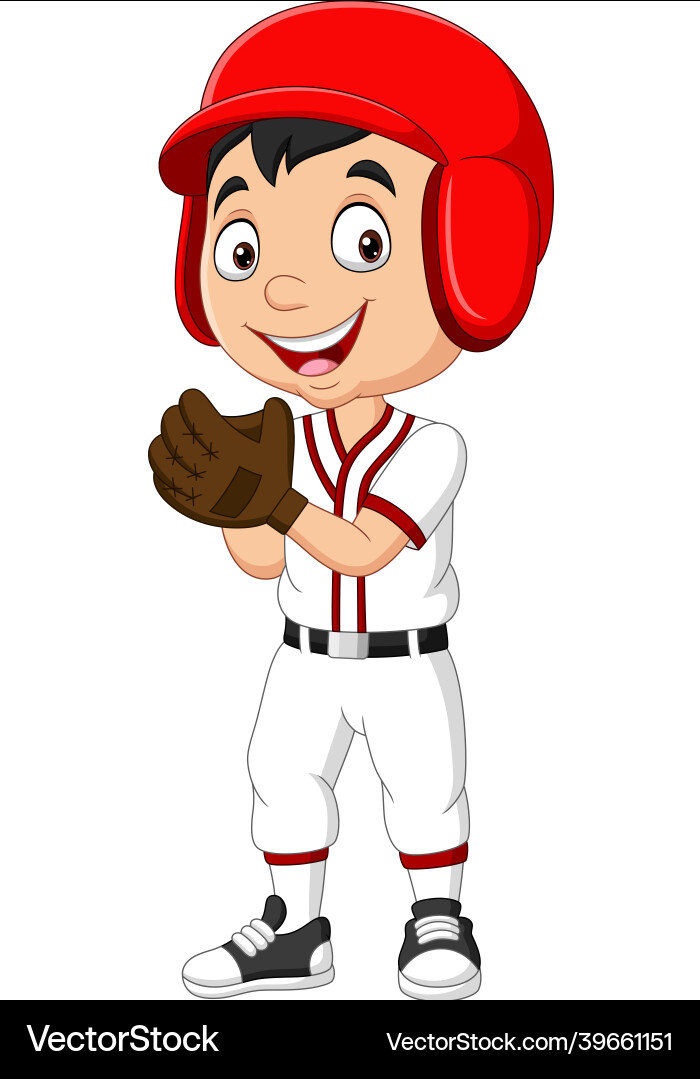 Cartoon little boy playing a baseball Royalty Free Vector