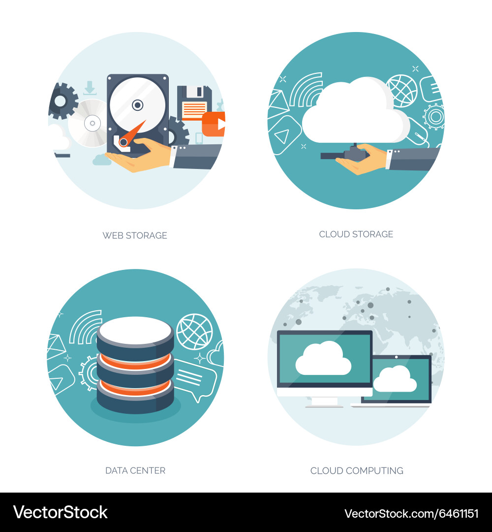 Flat cloud computing Royalty Free Vector Image