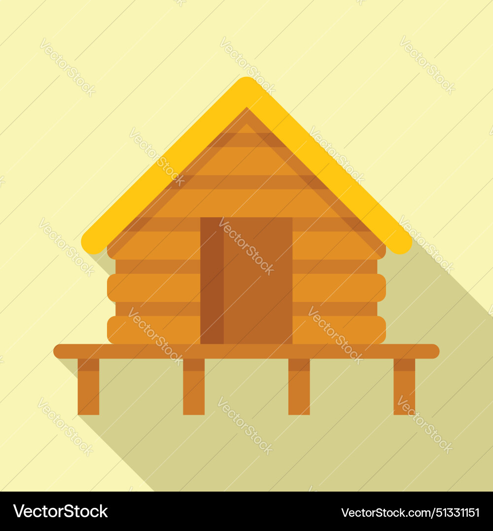 Flat design of a simple wooden log cabin Vector Image