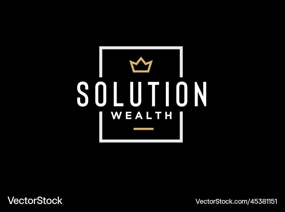 King queen crown rectangle frame wealth logo Vector Image