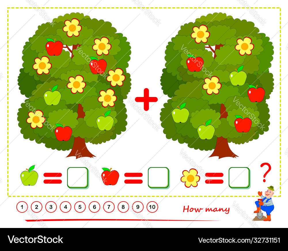 Math education for children printable worksheet Vector Image