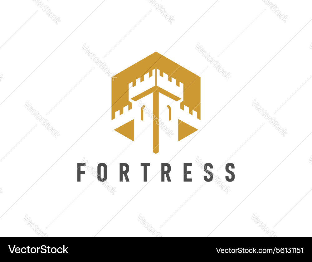 Medieval castle tower icon palace fortress shield Vector Image