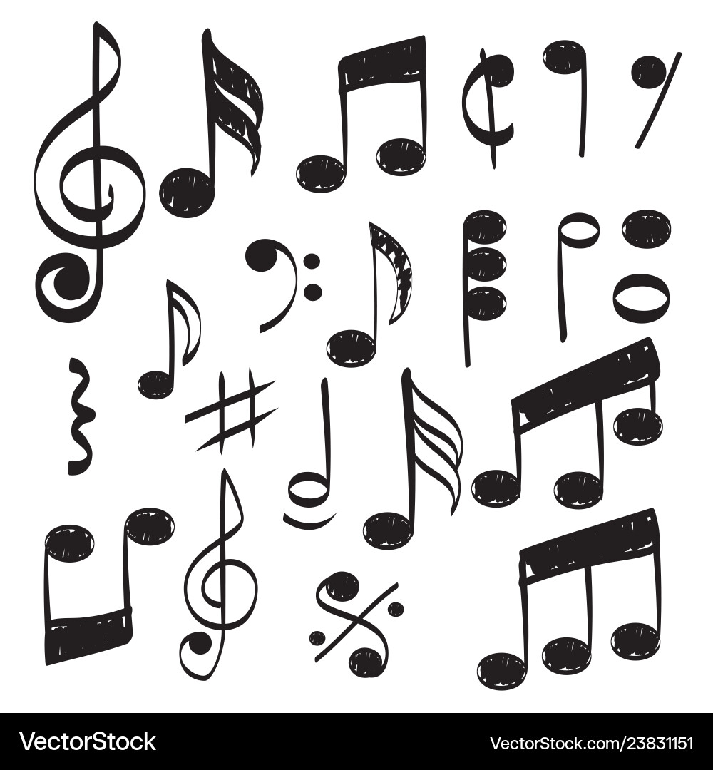 Music note doodles sketch musical hand Royalty Free Vector