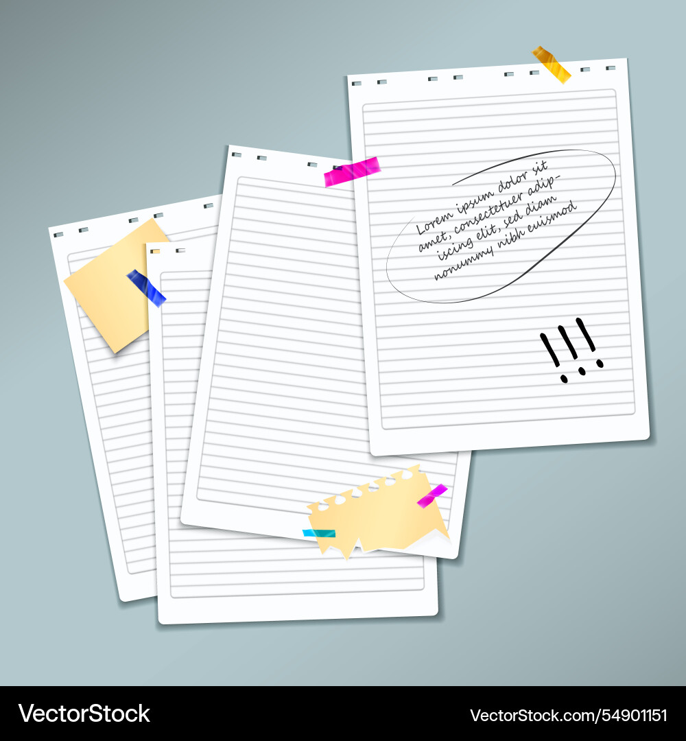 Realistic paper notes Royalty Free Vector Image