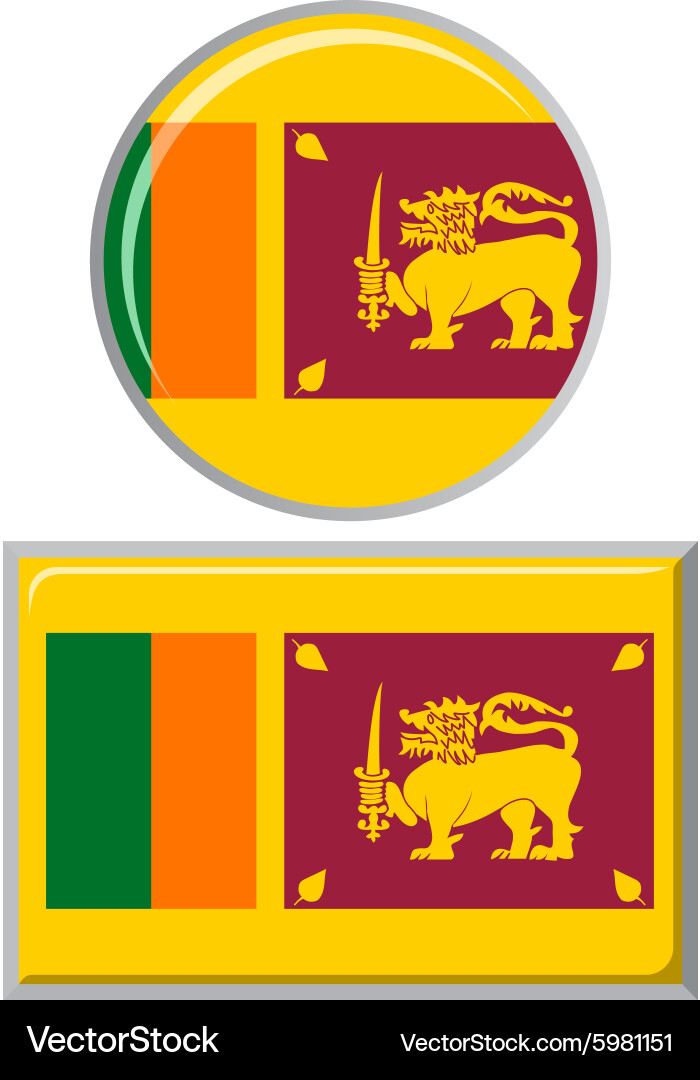 Sri Lanka Flag Icon - Round and Square Royalty Free Vector
