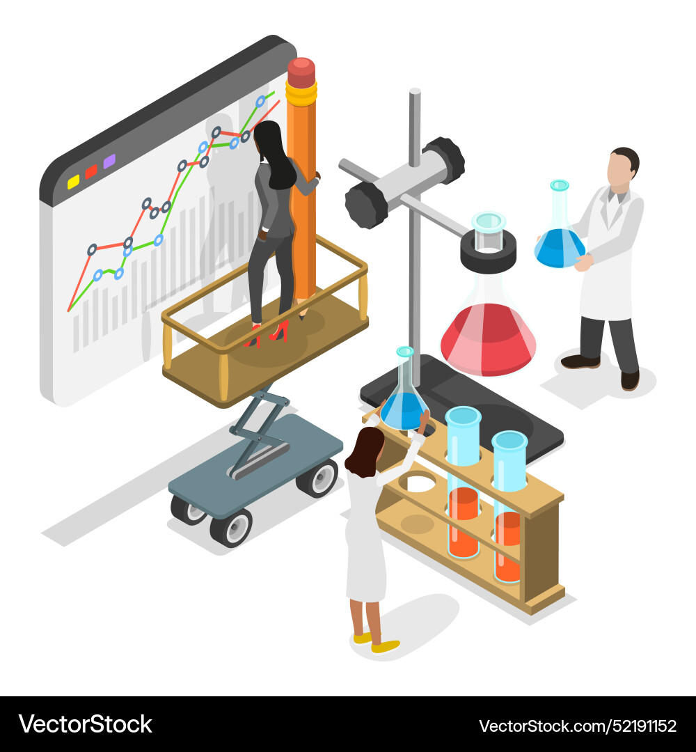 3d isometric flat of science Royalty Free Vector Image