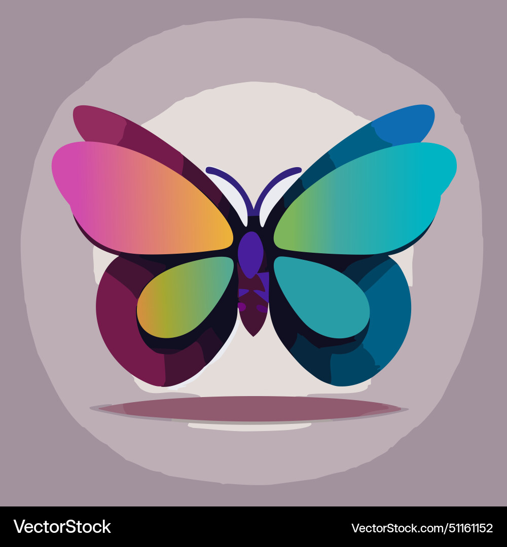 Butterfly colorful icon in flat design style Vector Image