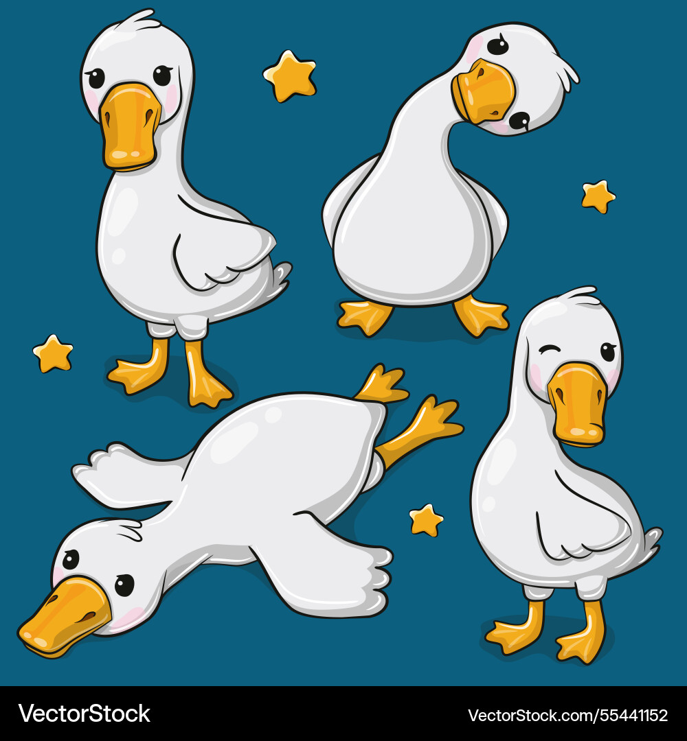 Cartoon goose on a blue background Royalty Free Vector Image
