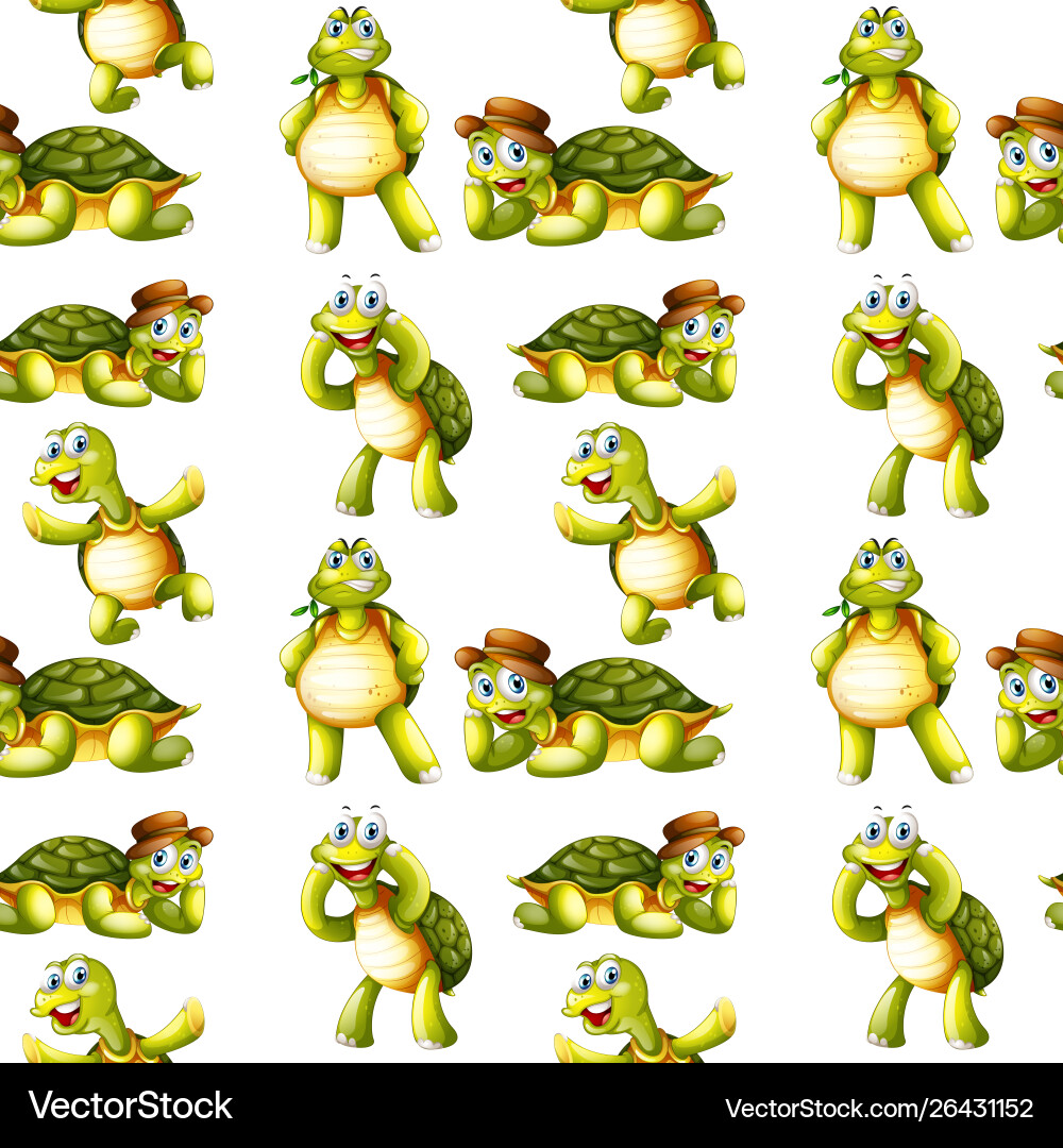 Cartoon Turtle Seamless Pattern Royalty Free Vector Image