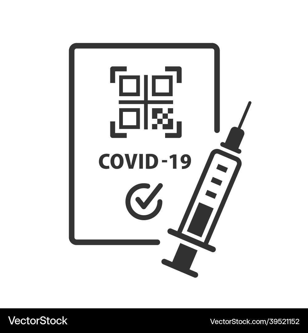 Certificate vaccination icon on white background Vector Image