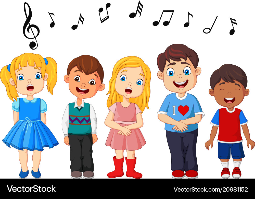Cheerful Children Choir Singing Royalty Free Vector Image