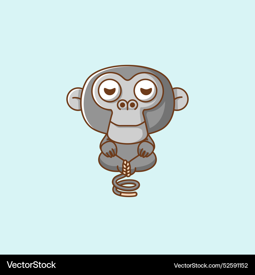 Cute chimpanzee meditation yoga kawaii chibi Vector Image