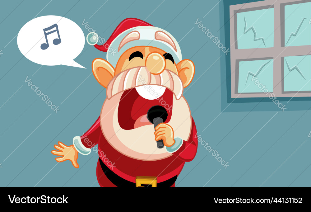 Drunk santa singing loudly breaking windows funny Vector Image