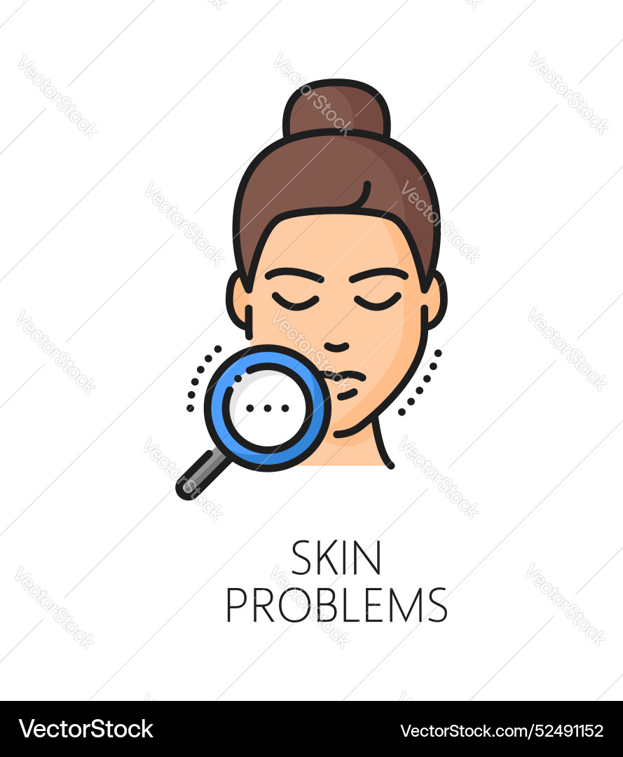 Face skin problems skincare cosmetics line icon Vector Image