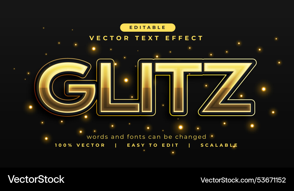 Golden Glitz Text Effect Mockup Royalty Free Vector Image