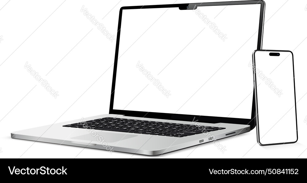Modern smart phone and laptop with blank touch Vector Image