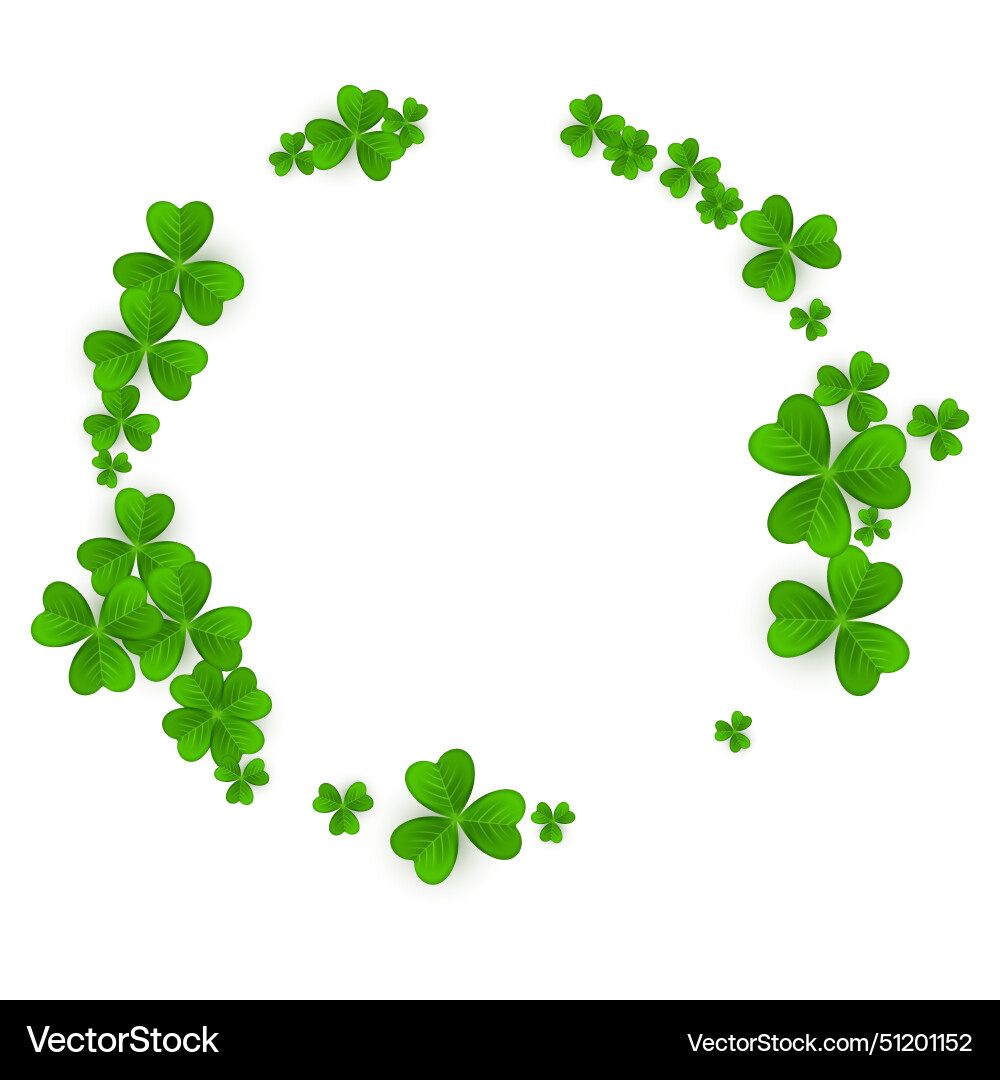 Realistic shamrock wreath round clover frame Vector Image