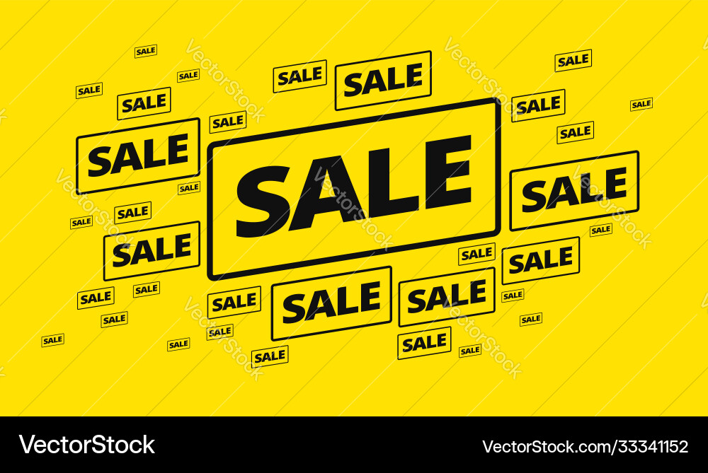 Sale banner yellow black background Royalty Free Vector