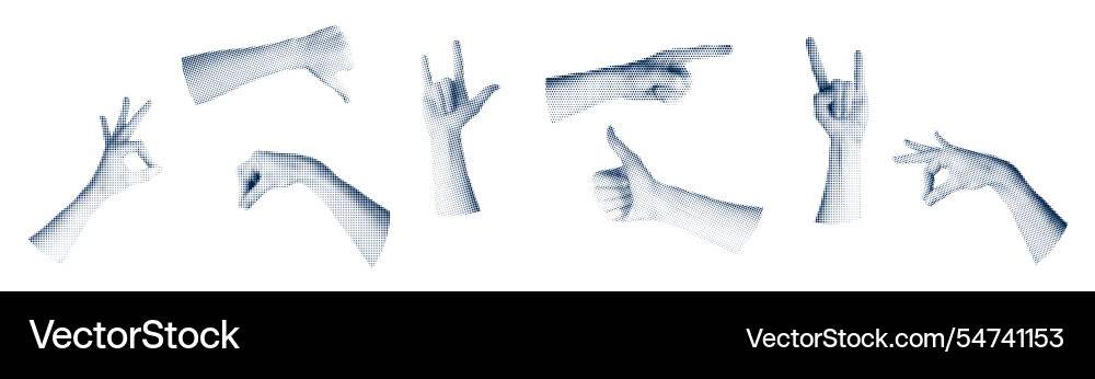 Collage grunge hand graphic set with retro Vector Image