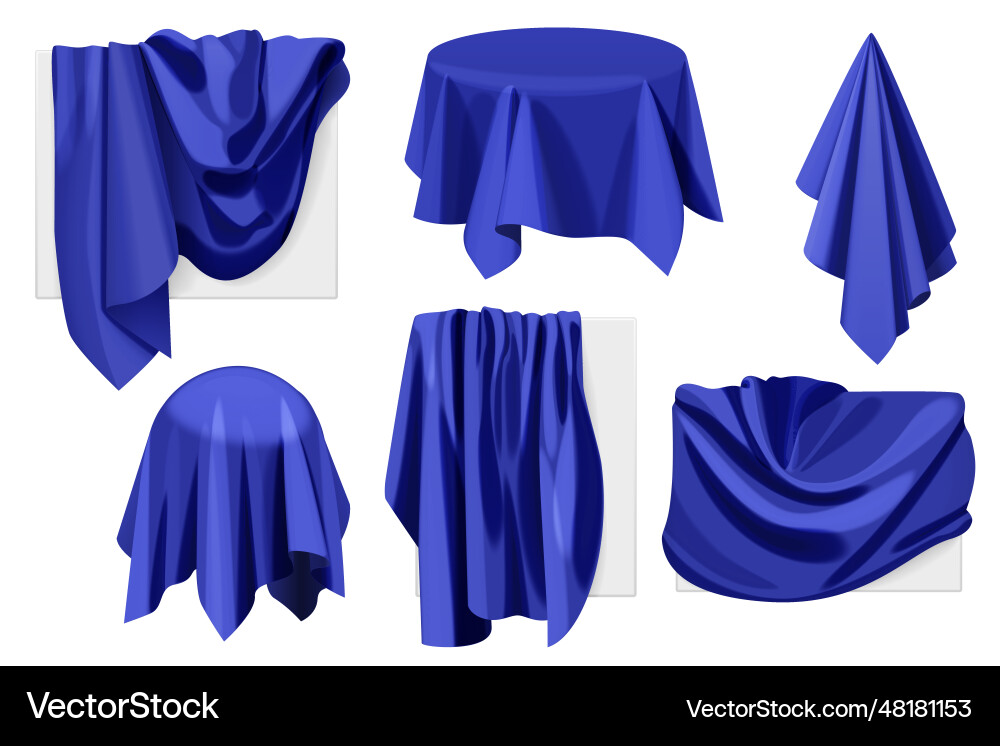 Dark blue fabric covers on objects with drapery Vector Image