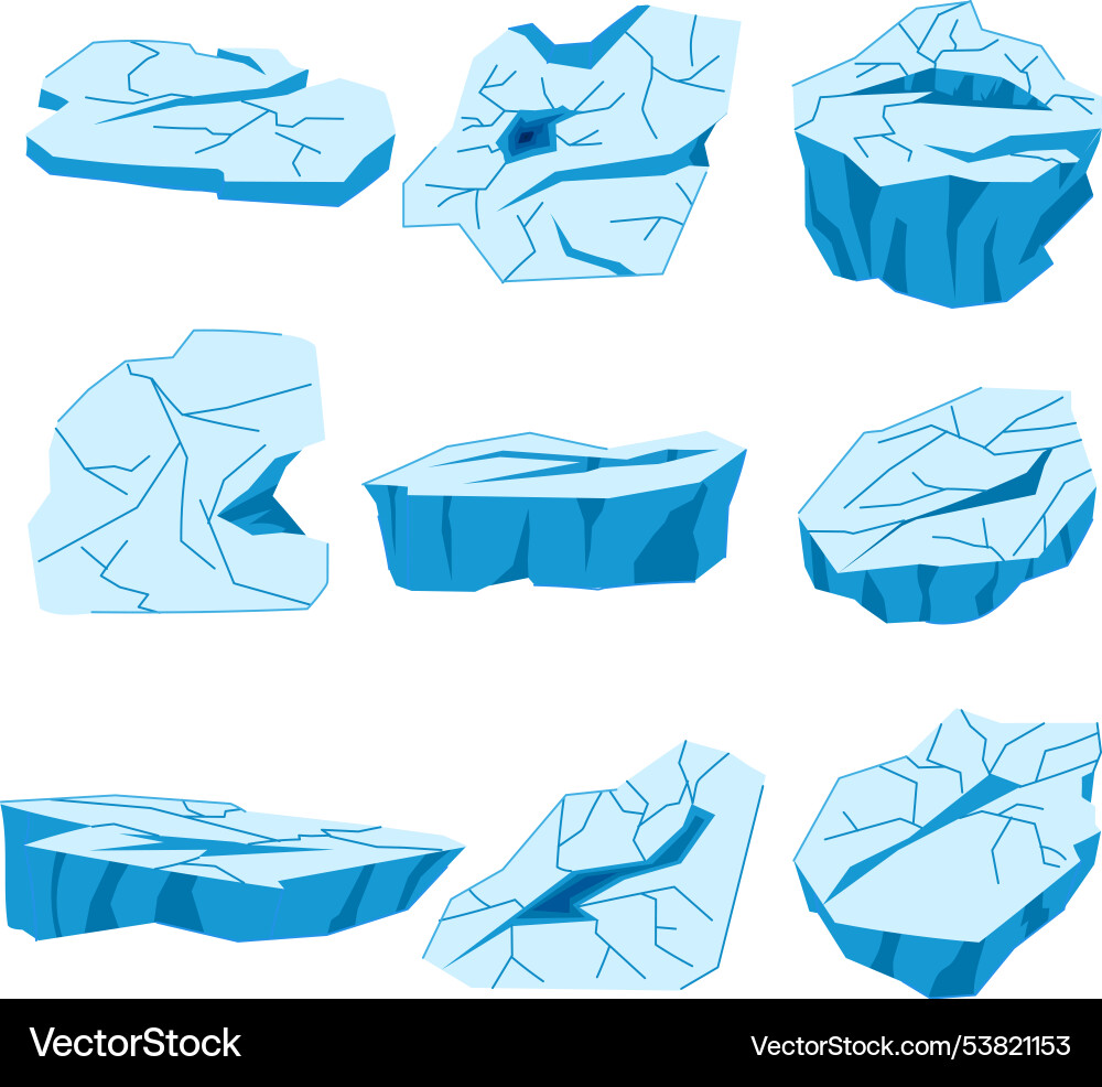 Ice crack set cartoon Royalty Free Vector Image