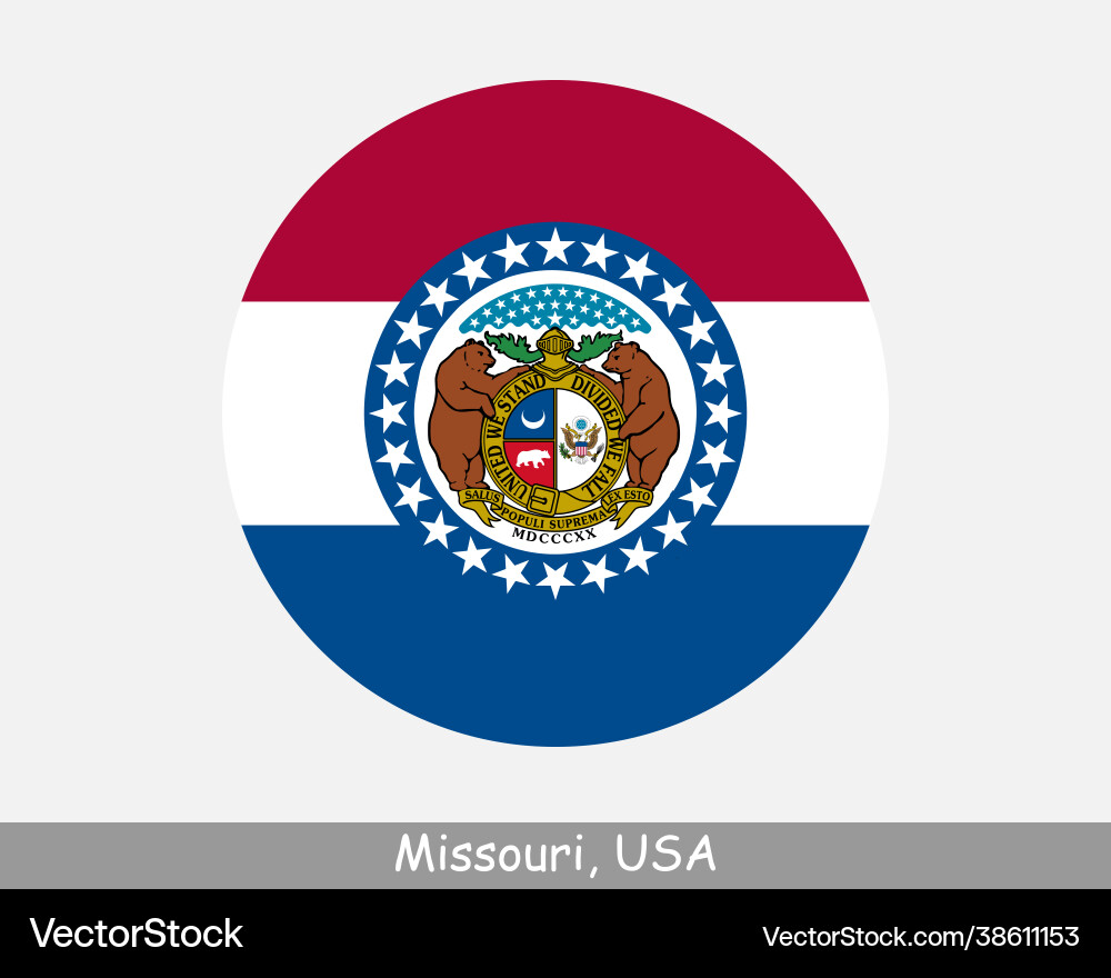 Missouri round circle flag Royalty Free Vector Image