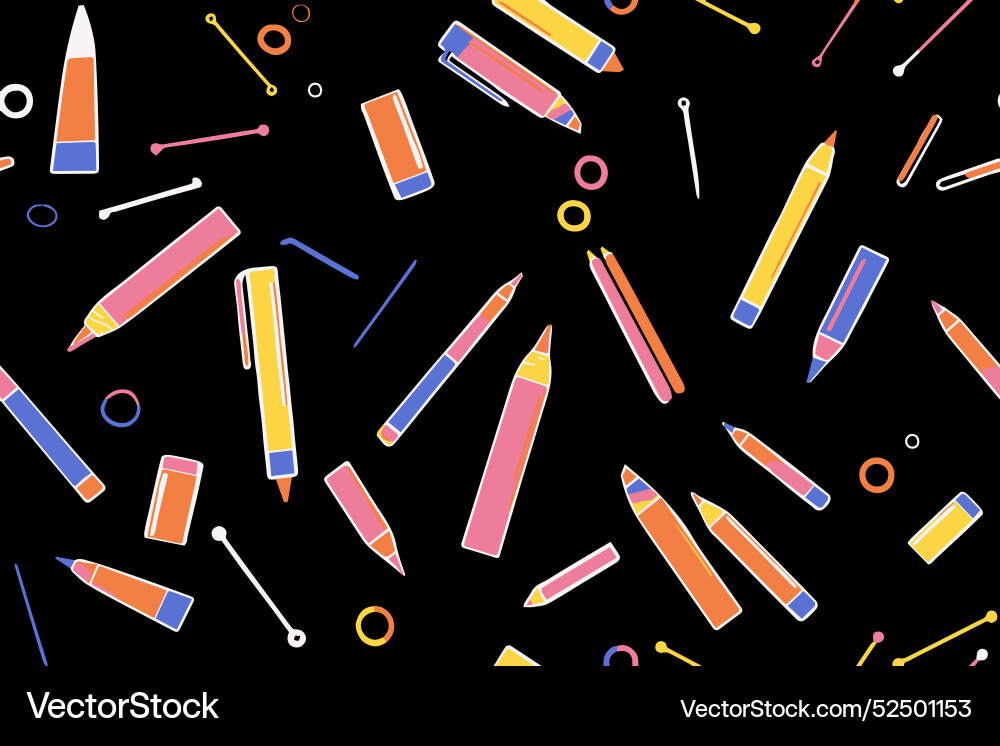 School Stationery Items Seamless Pattern Back Vector Image