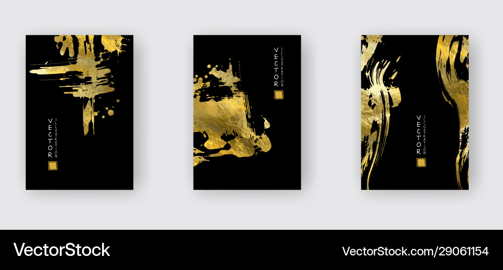 Black and gold design templates set Royalty Free Vector