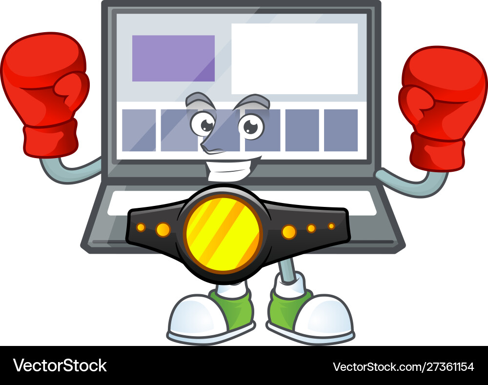Boxen Laptop mit Cartoon Charakter Stil Lizenzfreier Vektor