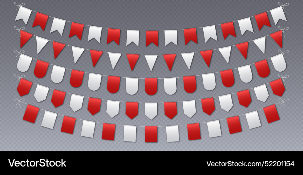 Bunting flags carnival party white and red Vector Image