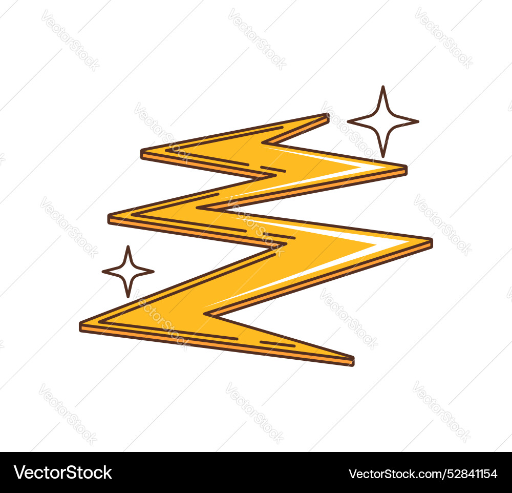 Cartoon retro groovy hippie lightning bolt Vector Image