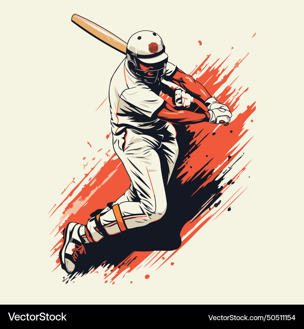 Cricket player batsman in action sport Royalty Free Vector