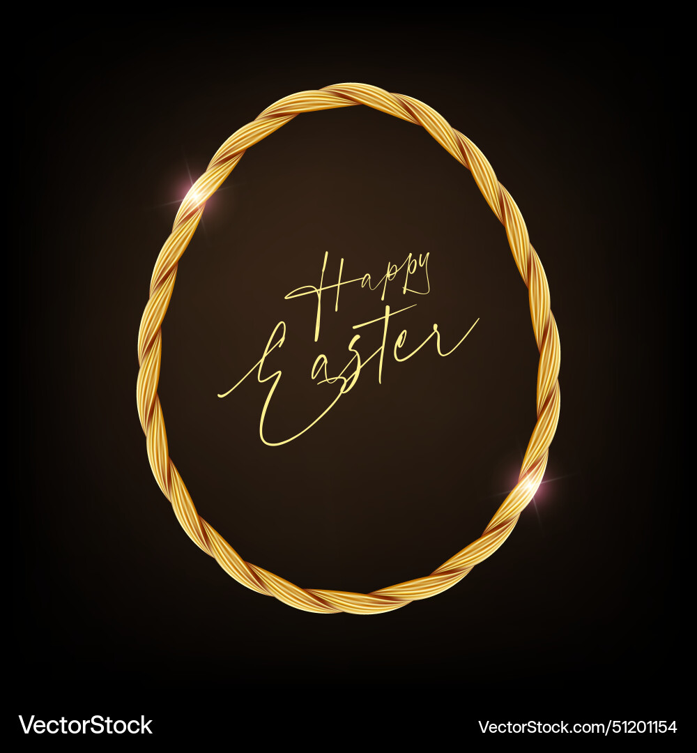 Easter egg frame gold twisted braided rope border Vector Image