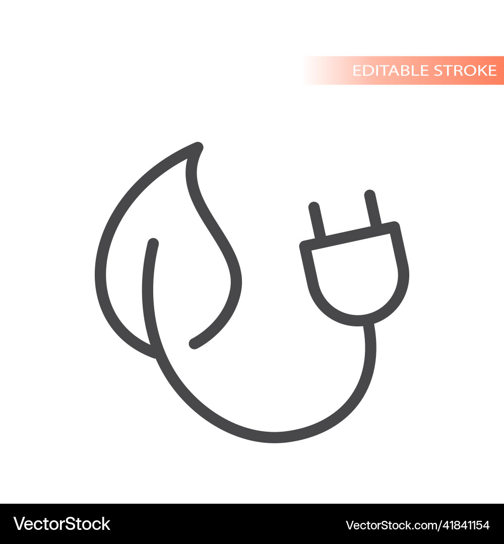 Energy efficient plug and leaf line icon Vector Image