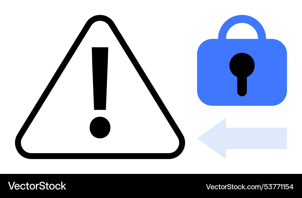 Exclamation warning sign with blue lock symbol Vector Image