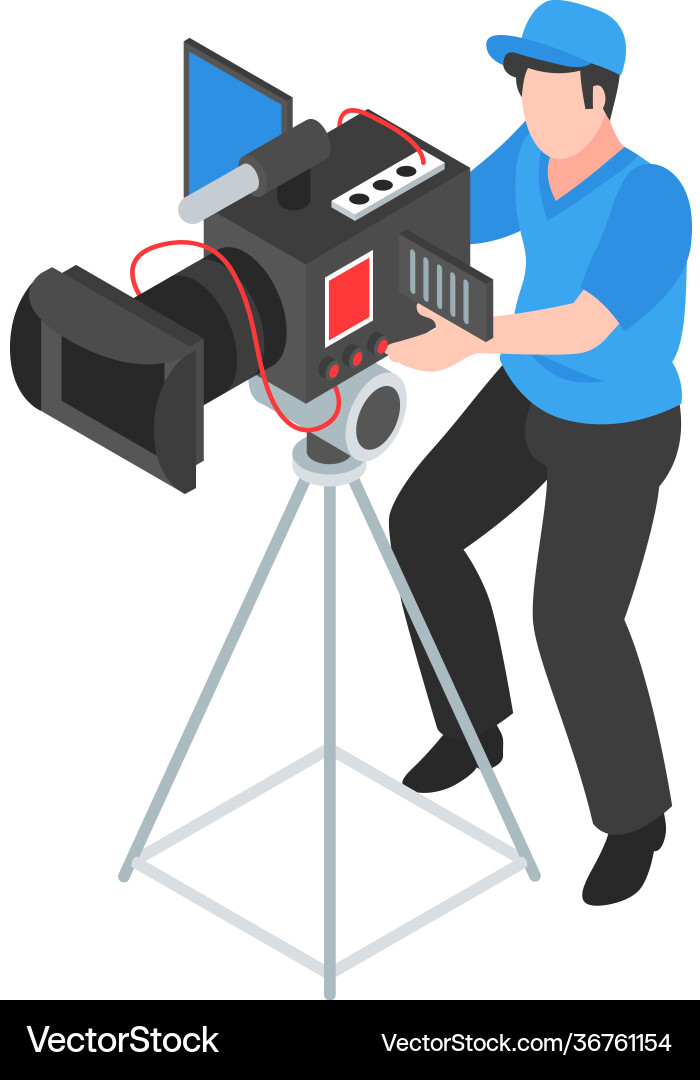 Film camera man composition Royalty Free Vector Image