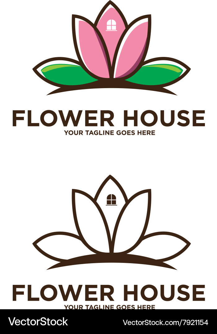 Flower house logo Royalty Free Vector Image - VectorStock