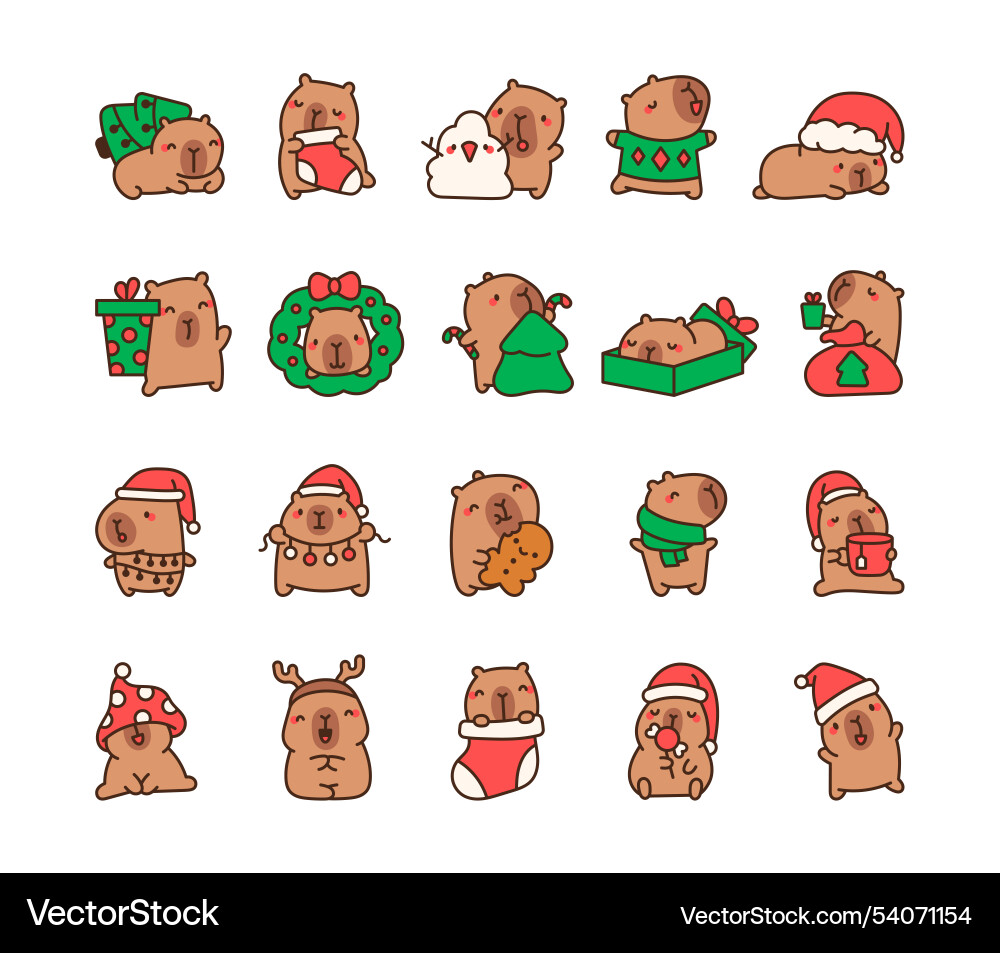 Happy Capybara New Year's Cartoon Royalty Free Vector Image