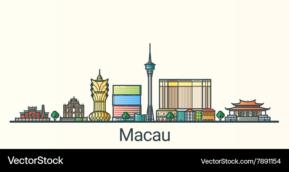 Macau Skyline Banner Royalty Free Vector Image