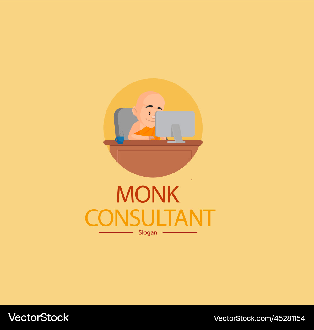 Monk consultant mascot logo Royalty Free Vector Image
