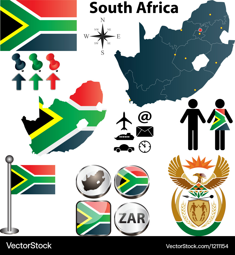 South africa map with regions Royalty Free Vector Image