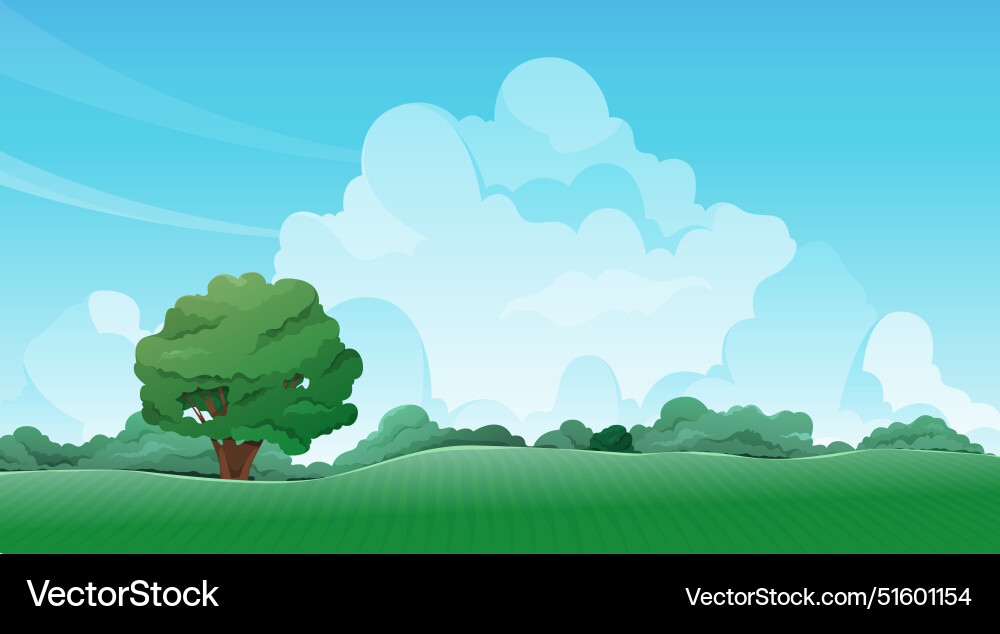 Spring rural field with growing wheat Royalty Free Vector