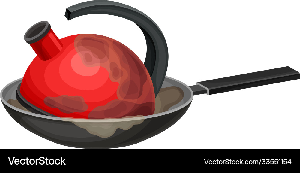 Stack dirty dishes and utensils with kettle Vector Image