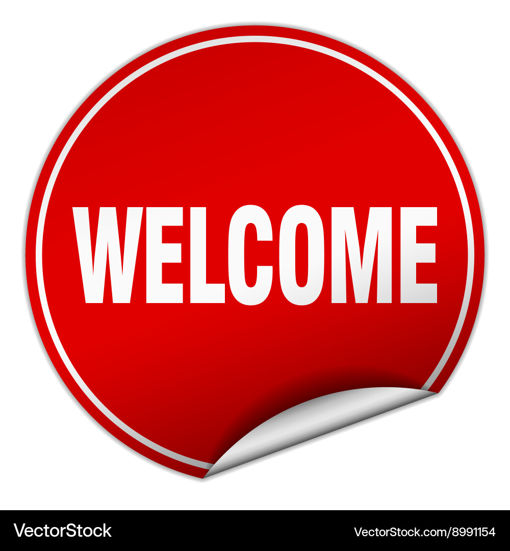 Welcome round red sticker isolated on white Vector Image