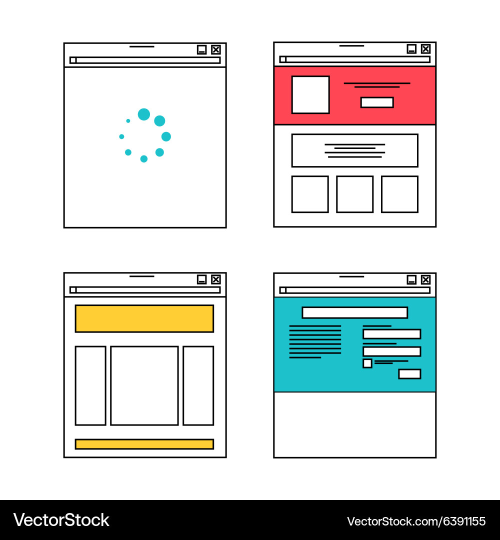 Basic website layout in flat style Royalty Free Vector Image
