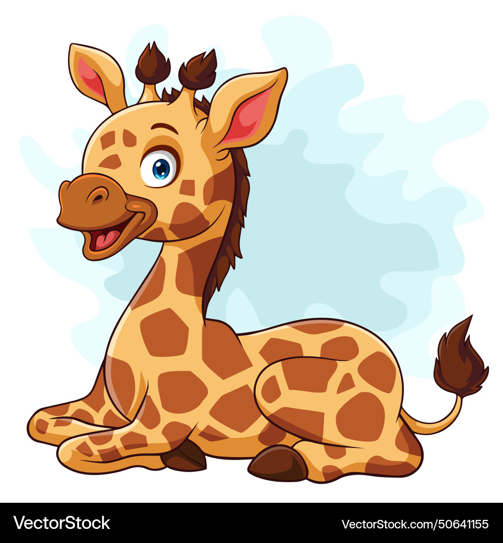 Cartoon funny little giraffe sitting Royalty Free Vector