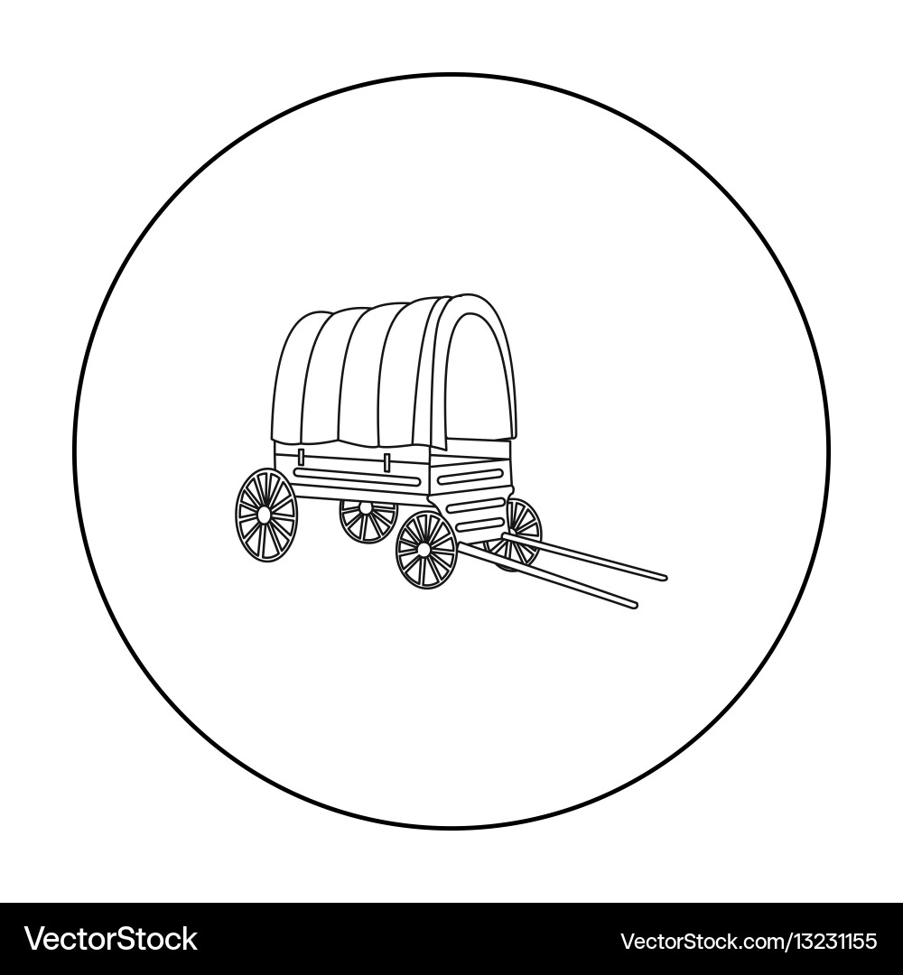 Cowboy wagon icon outline singe western from Vector Image