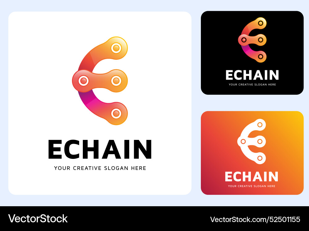 E letter chain logo design template Royalty Free Vector